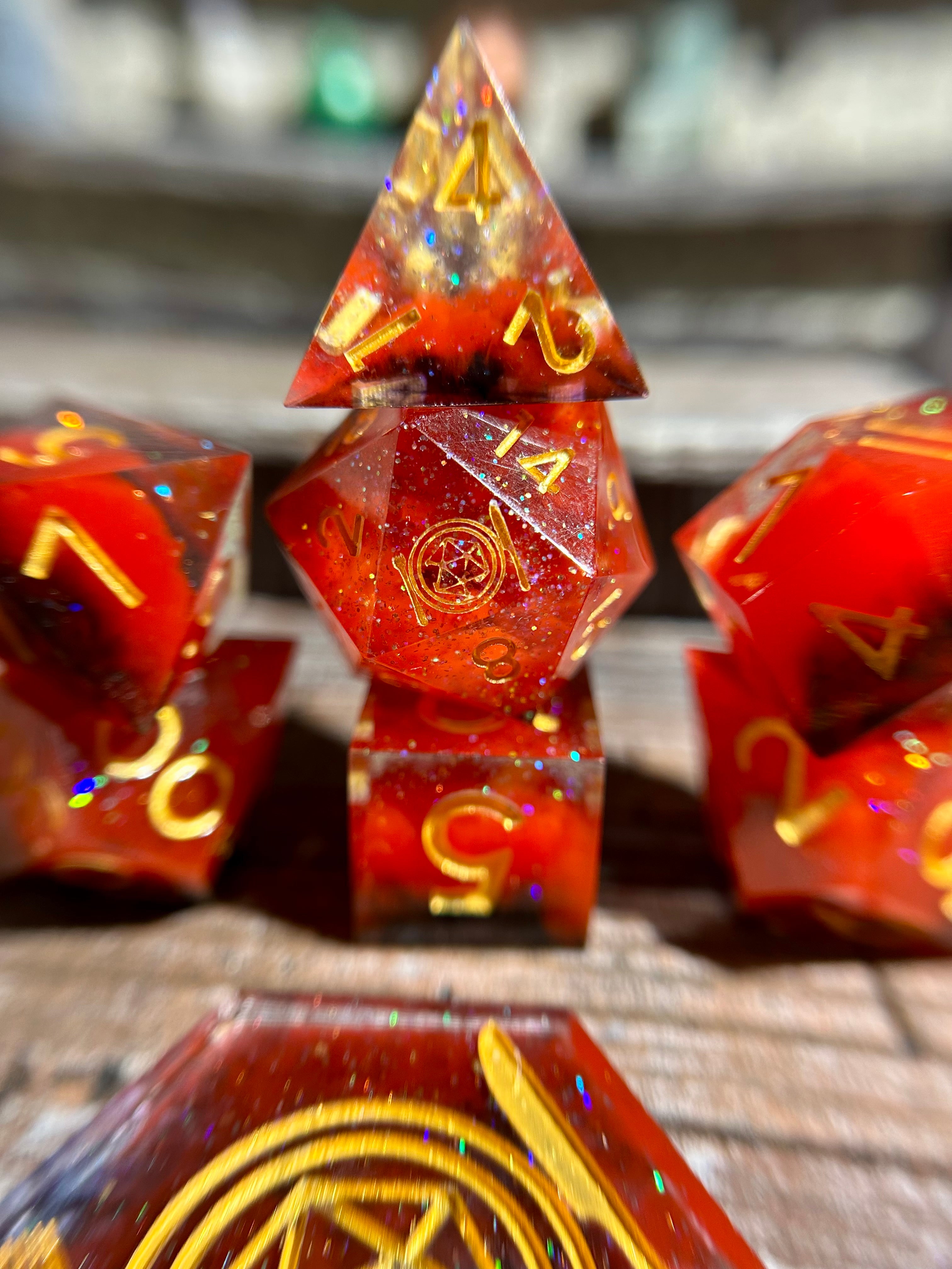 Midnight Carnival 8-Piece Polyhedral Dice Set – d20dinner Handcrafted ...
